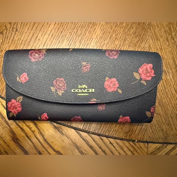 Coach | Bags | Coach Peony Brown Snap Wallet Euc | Poshmark